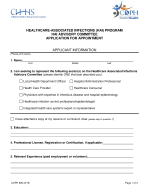 Fillable Online cdph ca HEALTHCARE ASSOCIATED INFECTIONS HAI PROGRAM ...