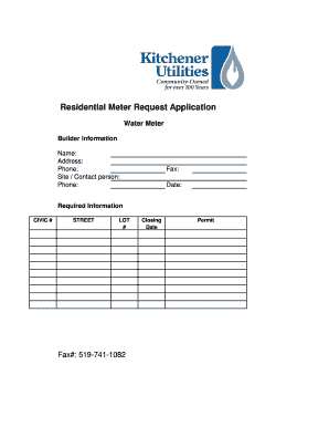 Fillable Online kitchenerutilities Residential Meter Request ...