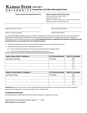 Fillable Online k-state Parent NonTax Filer Information Form Fax Email Print - pdfFiller