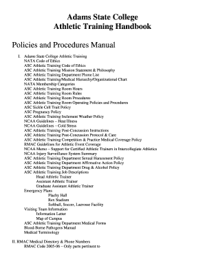 Fillable Online Adams State College Athletic Training Handbook Fax ...