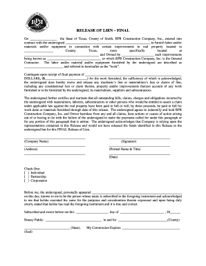 Fillable Online Lien Release - Finaldoc Fax Email Print - pdfFiller