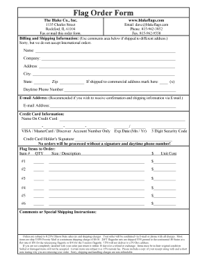 Fillable Online Blake Co Printable Flag Order Formpdf Fax Email Print ...