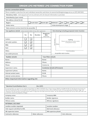 Fillable Online Origin LPG connection form - Flagstone Fax Email Print ...