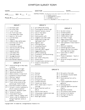 Fillable Online Symptom survey bformb - Vortala Fax Email Print - pdfFiller
