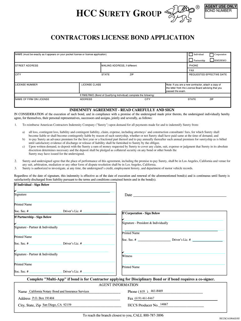Fillable Online Hcc contractor license bond apppdf Fax Email Print ...