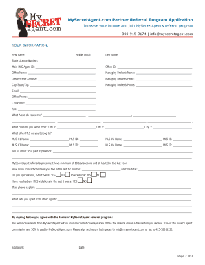 Fillable Online com Partner Referral Program Application Fax Email ...