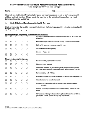 Fillable Online STAFF TRAINING AND TECHNICAL ASSISTANCE NEEDS ...