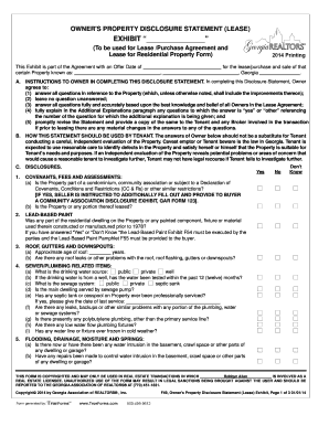Fillable Online OWNERS PROPERTY DISCLOSURE STATEMENT LEASE EXHIBIT Fax ...