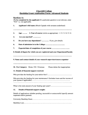 Fillable Online hardship grant application form Fax Email Print - pdfFiller