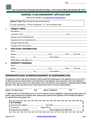 Fillable Online Florence Blvd, Casa Grande, AZ 85122 GENERAL PLAN AMENDMENT APPLICATION ...