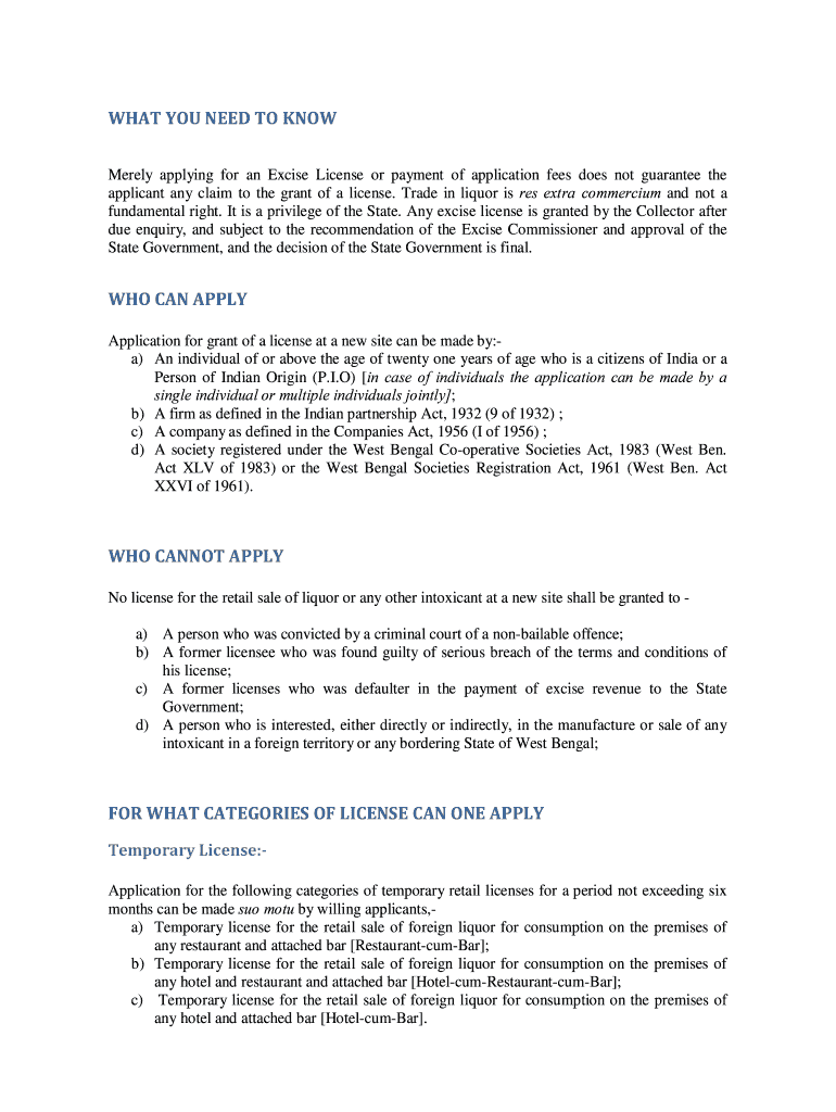 Fillable Online Merely applying for an Excise License or payment of ...