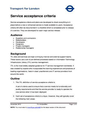 Fillable Online Service acceptance criteria Fax Email Print - pdfFiller