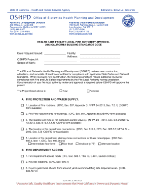Fillable Online oshpd ca Health Care Facility Local Fire Authority ...
