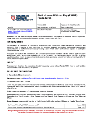 Fillable Online Staff - Leave Without Pay (LWOP) Fax Email Print ...
