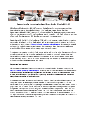 Fillable Online Instructions for Immunization Level Reporting for ...
