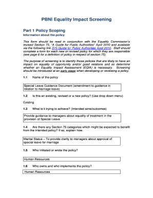 Fillable Online PBNI Equality Impact Screening Fax Email Print - pdfFiller