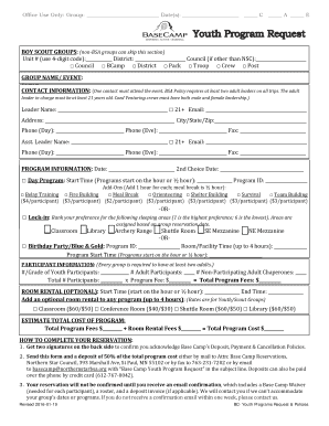 Fillable Online BOY SCOUT GROUPS non-BSA groups can skip this section ...