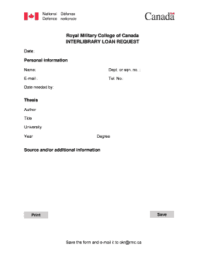 Fillable Online Interlibrary Loan Request Interlibrary Loan Request Fax ...