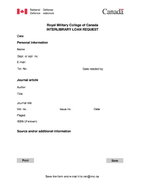 Fillable Online rmcc forces gc INTERLIBRARY LOAN REQUEST. INTERLIBRARY LOAN REQUEST Fax Email ...