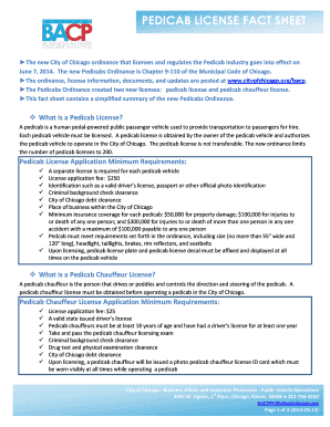 Fillable Online PEDICAB LICENSE FACT SHEET Fax Email Print - pdfFiller