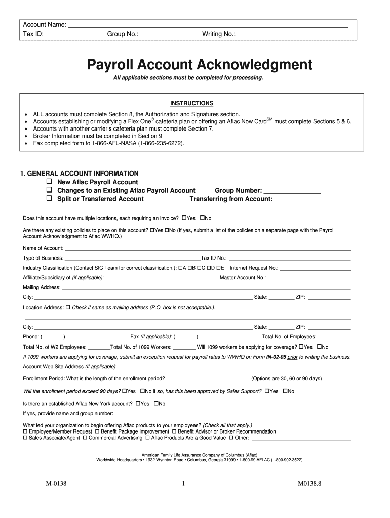 Fillable Online Payroll Account Acknowledgment - Professional Group ...