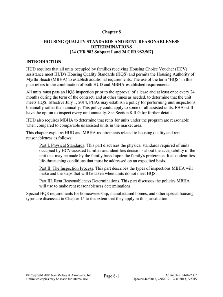 Fillable Online mbhaonline assistance meet HUD's Housing Quality ...