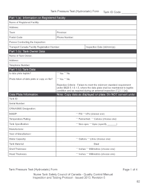 Fillable Online caar Tank Pressure Test (Hydrostatic) Form - caar Fax ...
