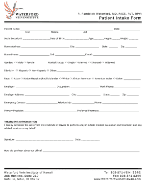 Fillable Online New Patient Intake Form 4-16-13 Fax Email Print - pdfFiller