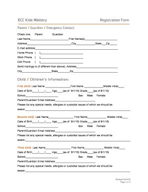 Fillable Online Kids Ministry Registration Formdoc Fax Email Print - pdfFiller