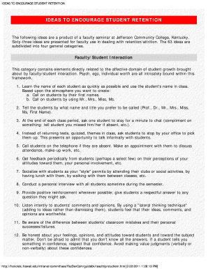 Fillable Online IDEAS TO ENCOURAGE STUDENT RETENTION Fax Email Print ...
