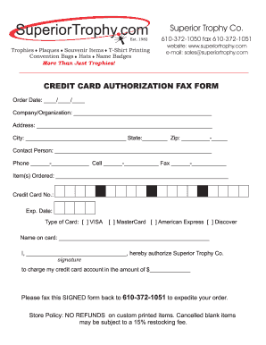 Fillable Online Printable Credit Card Form - superiortrophycom Fax ...