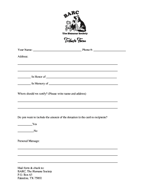 Fillable Online barctx PRINTABLE TRIBUTE FORM - barctxorg Fax Email ...