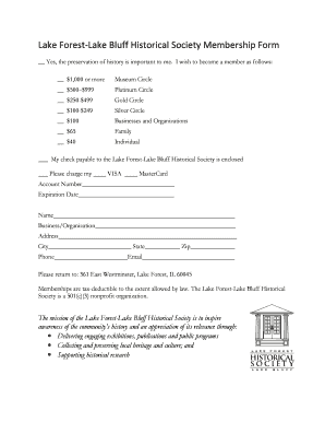Fillable Online Membership printable form - Lake Forest-Lake Bluff Fax ...