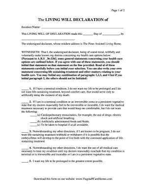 Fillable Online The Living Will DECLARATION of Fax Email Print - pdfFiller