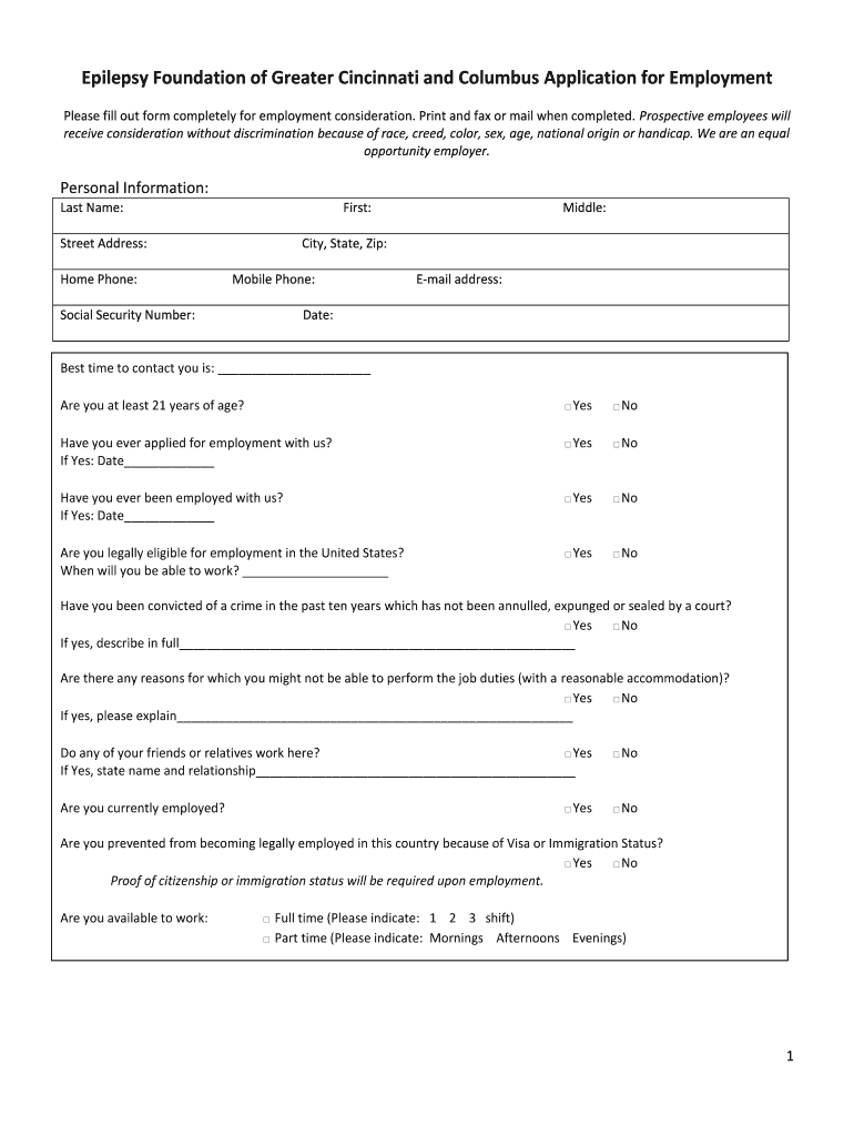 Fillable Online Epilepsy Foundation of Greater Cincinnati and Columbus Fax Email Print - pdfFiller