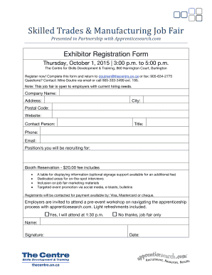 Fillable Online thecentre on Skilled Trades amp Manufacturing Job Fair ...