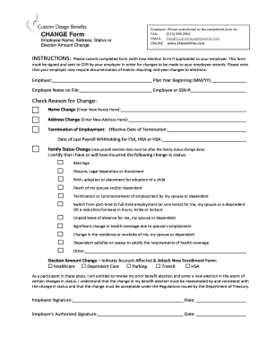 Fillable Online INSTRUCTIONS Check Reason for Change Fax Email Print ...