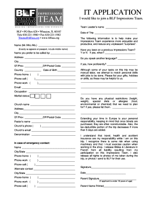 Fillable Online blfusa APPLICATION - BLF-USA Fax Email Print - pdfFiller