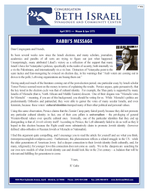 Fillable Online Rabbis message - Beth Israel Fax Email Print - pdfFiller