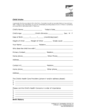 Fillable Online andreabullnd Child Intake - andreabullnd Fax Email ...