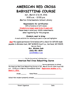 Fillable Online lcs k12 wi AMERICAN RED CROSS BABYSITTING COURSE - lcs ...