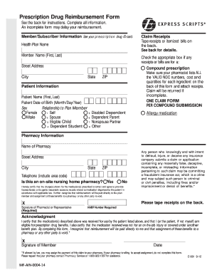 Fillable Online Express Scripts Prescription Drug Reimbursement Form ...