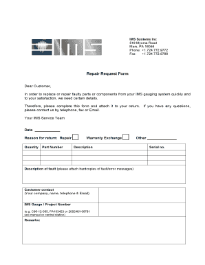 Fillable Online IMS-Repair Request Form Fax Email Print - pdfFiller