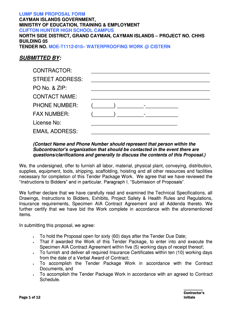 Fillable Online LUMP SUM PROPOSAL FORM Fax Email Print - pdfFiller