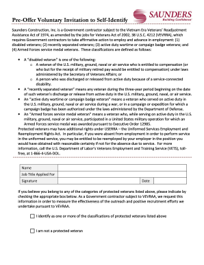 Fillable Online Pre-Offer Voluntary Invitation to Self-Identify Fax Email Print - pdfFiller