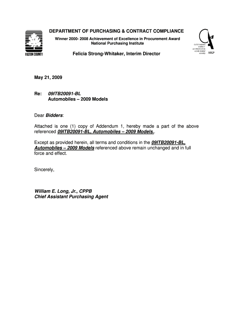 Fillable Online ADDENDUM LETTER 2 .doc Fax Email Print - pdfFiller