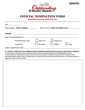 Fillable Online catonsville Outstanding Teacher Awards Info - Nomination Formdocx Fax Email ...