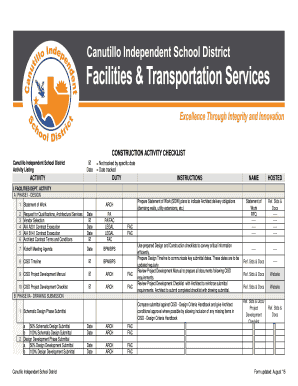 Fillable Online CONSTRUCTION ACTIVITY CHECKLIST Fax Email Print - pdfFiller