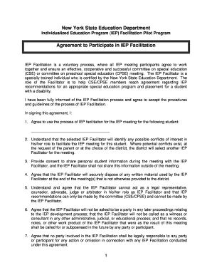 Fillable Online Individualized Education Program (IEP) Facilitation Pilot Program Fax Email ...