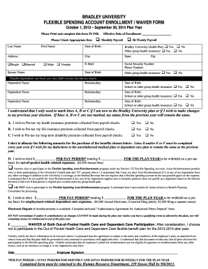 Fillable Online bradley 2013-2014 Flex Enroll Form Fax Email Print ...